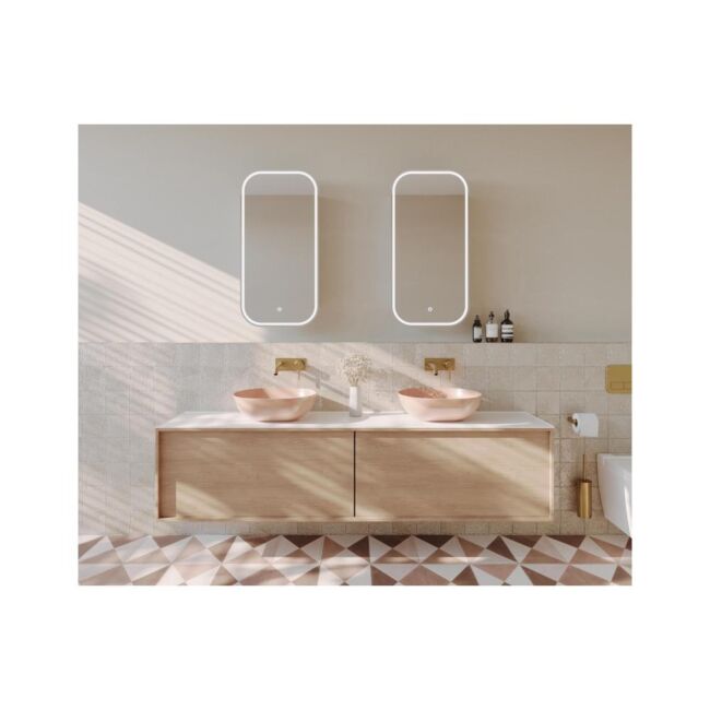 Piazza 450 Mirror Door Shaving Cabinet 450x900x148mm w/- LED Demister ...