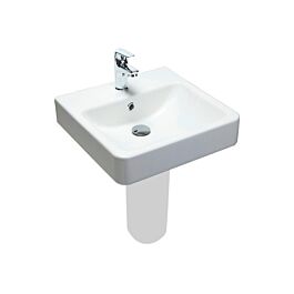Evo 450 Wall Basin + Pedestal 450x450mm 1TH w/- overflow White