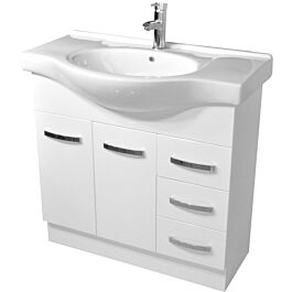 Antonio 900 Vanity on Plinth Solid Door Right Hand Drawers w/- Ceramic ...