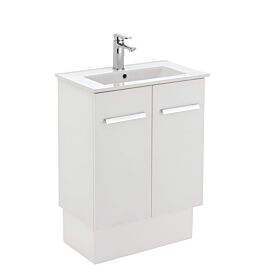 Delgado Slim 600 Vanity on Plinth w/- Ceramic Top 1TH White