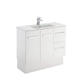 Delgado Slim 900 Vanity on Plinth Right Hand Drawers w/- Ceramic Top ...