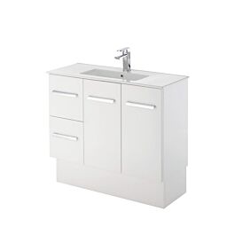 Delgado Slim 900 Vanity on Plinth Left Hand Drawers w/- Ceramic Top 1TH ...