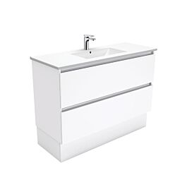 Dolce Quest 1200 Vanity on Plinth w/- Ceramic Top 1TH White