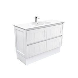 Dolce Hampton 1200 Vanity on Plinth w/- Ceramic Top 1TH White