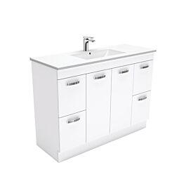 Dolce UniCab 1200 Vanity on Plinth w/- Ceramic Top 1TH White