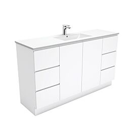 Dolce Fingerpull 1500 Vanity on Plinth w/- Single Bowl Ceramic Top 1TH ...