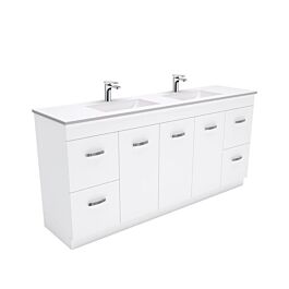 Vanessa UniCab 1800 Vanity on Plinth w/- Double Bowl Polymarble Top 1TH ...
