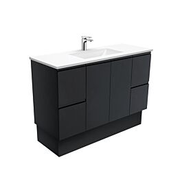 Vanessa Fingerpull 1200 Vanity on Plinth w/- Polymarable Top 1TH Black