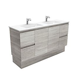 Vanessa Edge 1500 Vanity on Plinth Vanity w/- Double Bowl Polymarble ...