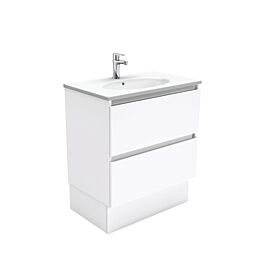 Rotondo Quest 750 Vanity on Plinth w/- Ceramic Top 1TH White