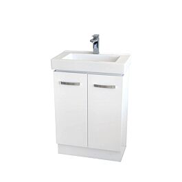 Regent Slim 600 Vanity on Plinth w/- Ceramic 1TH White