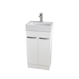 Mini Me 450 Vanity on Plinth w/- Ceramic Top 1TH White