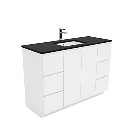 Sarah Fingerpull 1200 Vanity on Plinth w/- Undercounter Basin, Black ...