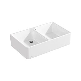 Subway Butler 900 Double Sink No Tap Hole Stone White CeramicPlus