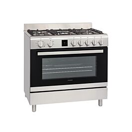 WFE911SB 90cm Dual Fuel Freestanding Cooker 8 Function w/- 5 Burner Gas ...